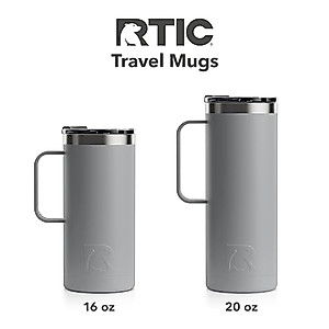 RTIC 20 oz Coffee Travel Mug with Lid and Handle, Stainless Steel Vacuum-Insulated Mugs, Leak, Spill Proof, Hot Beverage and Cold, Portable Thermal Tumbler Cup for Car, Camping, Graphite