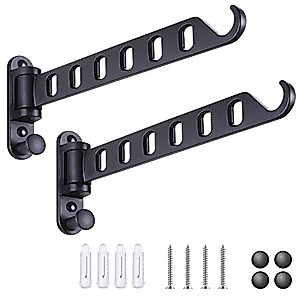 SKIKEN Wall Mounted Clothes Hanger with Swing Arm, Laundry Room Dryer Rack, Folding Valet Hook, Sturdy Hanging, Foldable 180°Rotation, Solid Aluminum (2-Pack, Black)
