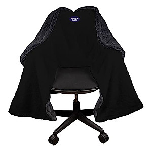 Cozy Chair Blanket by Snuggle Back; Chair Blanket Wrap Attaches to Any Office Chair for Convenient Warmth and Heat. Stay Warm In The Winter or Summer. Faux Fur with Fluffy Sherpa (Black)