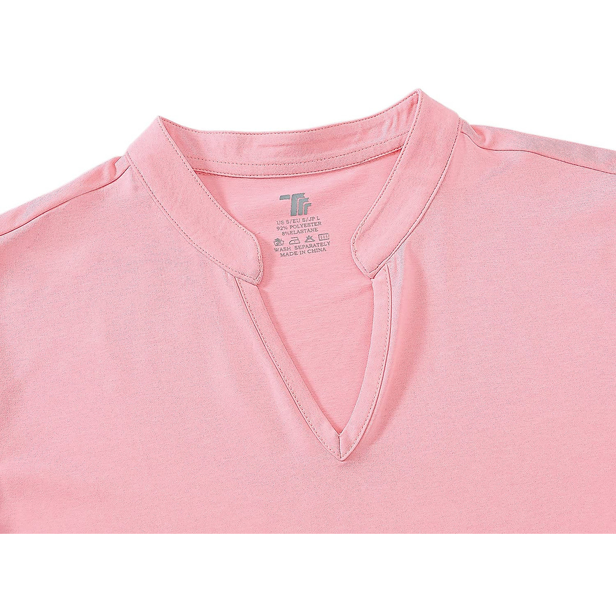 BGOWATU Women's Golf Polo T-Shirts Sleeveless V Neck Collarless Tennis Shirts UV Protection Quick Dry Lightweight Pink L