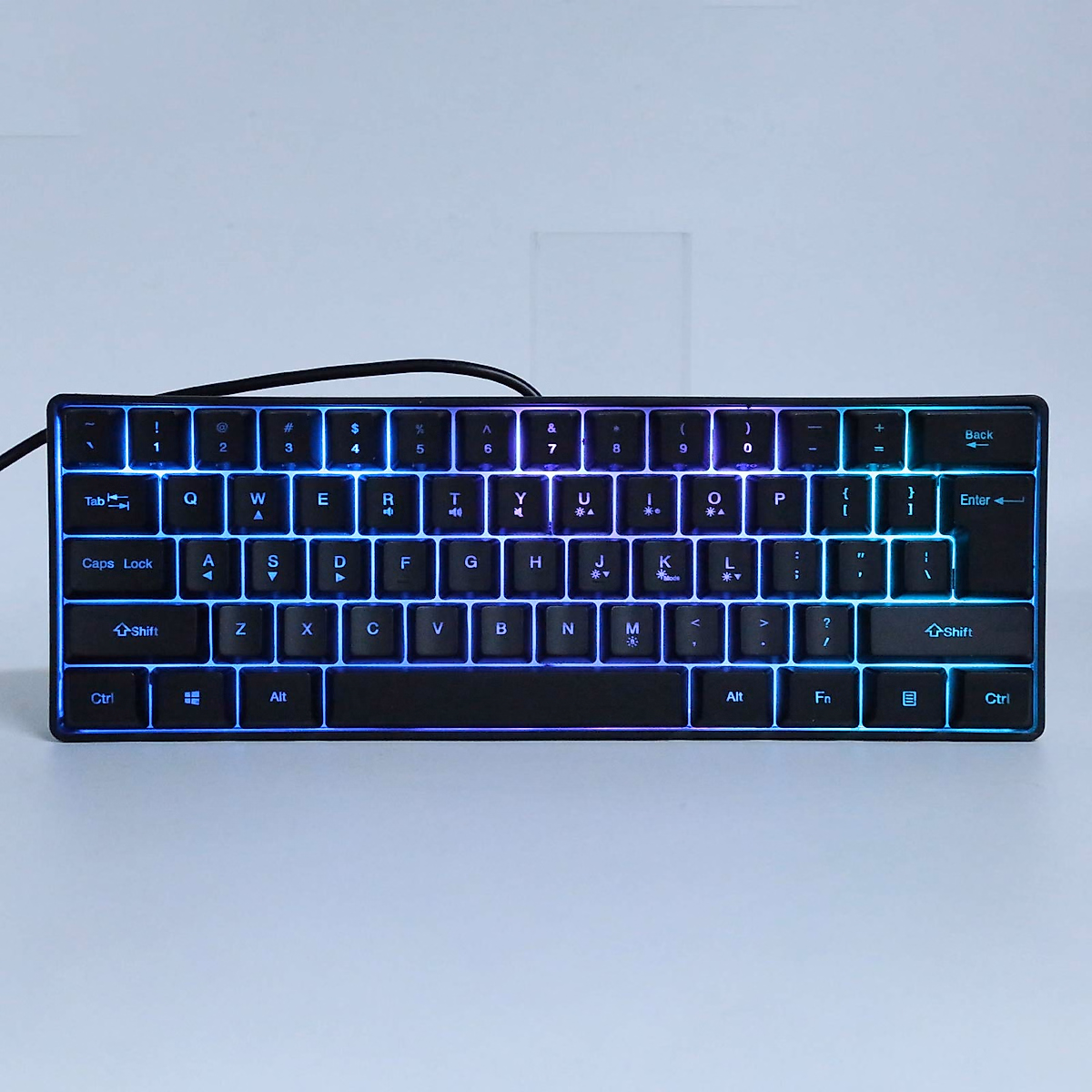 Garsentx RGB Backlit Gaming Keyboard, USB Wired Keyboard with 61 Keys, Easy Connect to Laptop and Desktop, for Home and Office Use, Plug and Play, Wear‑Resistant and Durable, Black