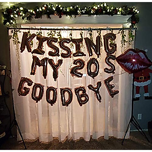 JeVenis Kissing My 20s Goodbye Decorations Kissing My 20s Goodbye Banner Balloons 30th Birthday Balloon Dirty 30 Balloon