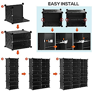 VTRIN Portable Shoe Rack Organizer 48 Pair Tower 4 Tiers Shoe Rack for Entryway Shelf Storage Cabinet Stand for Heels Boots Slippers Cabinet Narrow Standing Stackable Space Saver Shoe Rack Black