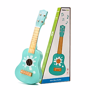Pidoko Kids Toy Guitar Wooden Ukulele - Mint Blue - Musical Toys for Toddlers Boys and Girls