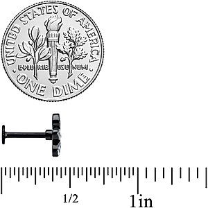 Body Candy Womens 16G Black PVD Steel Red Eye Mummy Labret Monroe Lip Ring Tragus Cartilage Stud 5/16"