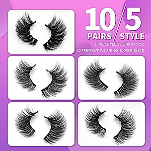 Royaomis 10 Pairs Cat-Eye Magnetic Lashes With Eyeliner Natural Looking, 3D Magnetic Eyelashes Natural Look With Eyeliner, Fake Eyelashes Magnetic, Eye Lashes Pack Natural Magnetic Eyelashes