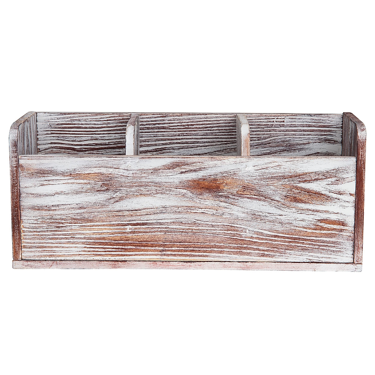 Mind Reader Vertical Flatware Holder, Painted Wood, Brown Utensil Organizer, One Size