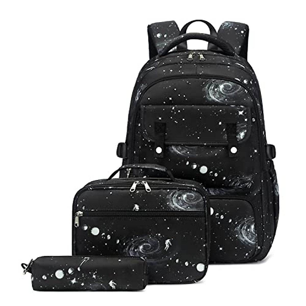 3Pcs Galaxy Childrens Backpacks for Boys, Capacity Elementary Primary School Bags Bookbags for Kids, with Insulated Lunch Bag