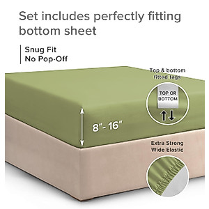 CGK Unlimited King Size Fitted Bed Sheet- Hotel Luxury- Fits Mattress Up to 16"- Soft, Wrinkle Free, Breathable Sheet for Women, Men, Kids & Teens- Light Olive Green