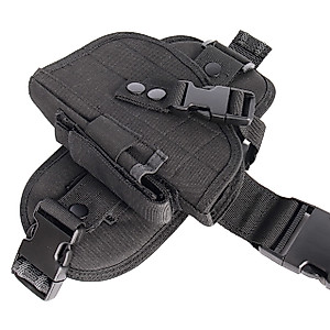 Drop Leg Holster Right Handed - Airsoft Holster with Magazine Pouch Thigh Pistol Gun Holster Tactical Adjustable,Suitable to Hold Full Size Mid Size and Compact Pistols. (Black)