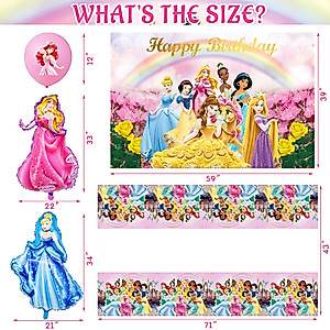 Princess Party Decorations - Princess Birthday Decorations include Banner Tablecloth Backdrop Ballons Cake Cupcake Toppers Tableware Haning Swirls, Princess Birthday Party Supplies