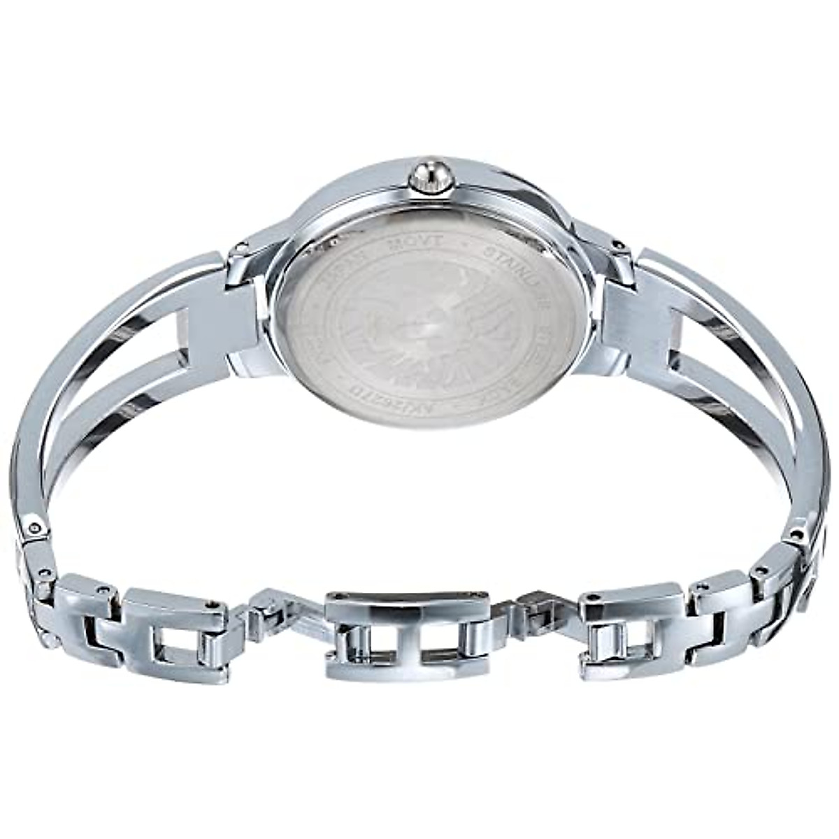 Anne Klein Women's Japanese Quartz Dress Watch with Metal Strap, Silver, 14 (Model: AK/2627BKSV)