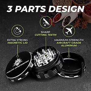 Kozo 2.5 Inch Grinder Mills, Aluminum (Black)