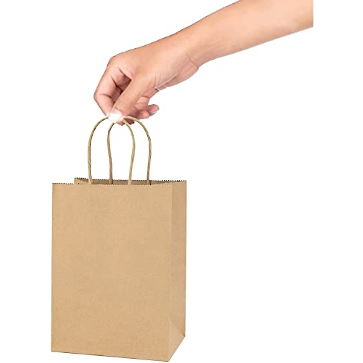 Kraft Brown Paper Gift Bags With Handles 5.75”x3.75”x8" Bulk Pack 100 Brown Small Gift Bags Kraft Bags For Gifts, Party, Shopping. Bulk Pack Great For Retail And Merchandise