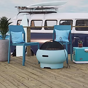 Novogratz Poolside Collection, Asher 27" Wood Burning Fire Pit with Grilling Surface, Dark Gray