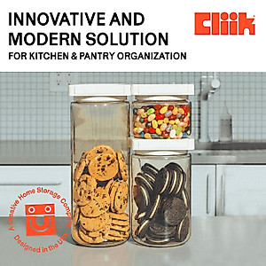 Cliik 3-Pack Magnetic Stackable Kitchen Containers, Jars for Organization and Storage, Kitchen Storage & Pantry Organizer with Lid, Shatterproof, Leakproof & Airtight