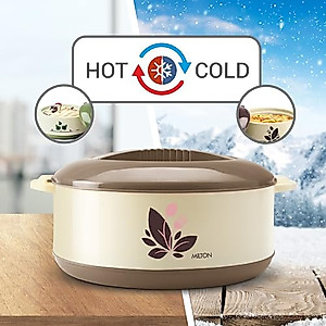 MILTON Orchid 1500 Inner Steel Casserole, 1260 ml, Light Brown | PU Insulated | BPA Free |Odour Proof | Food Grade | Easy to Carry | Easy to Store | Ideal for Chapatti | Roti | Curd Maker