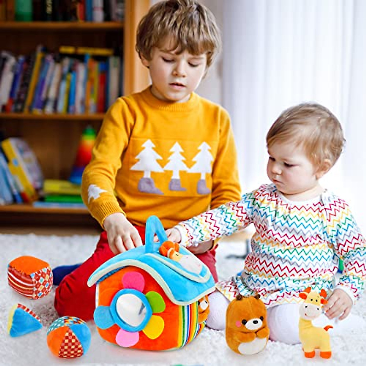 Plush Baby Soft Rattle Toys Hand Grab Sensory Shaker Farm Stuffed Animal Set