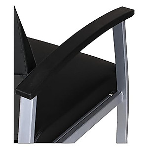 Alera metaLounge Series Mid-Back Guest Chair, 24.6" x 26.96" x 33.46", Black Seat, Black Back, Silver Base