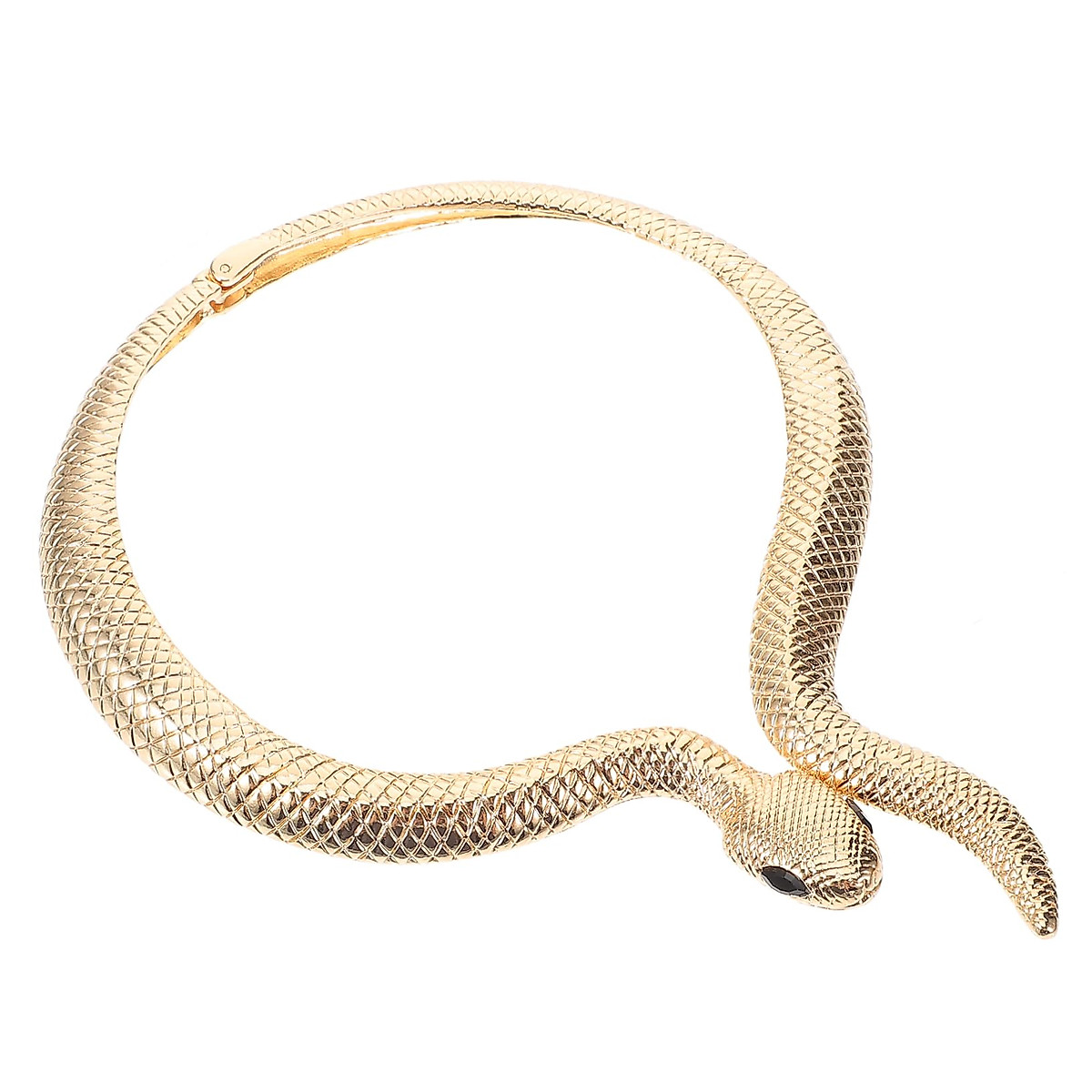 Vaguelly Golden Snake Necklace Adjustable Retro Snake Shape Collar Choker Alloy Snake Jewelry Neck Decoration for Halloween Easter Bib Party