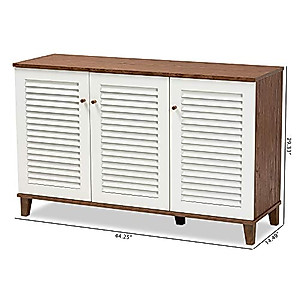Baxton Studio Shoe Cabinets, White/Walnut