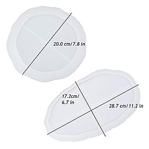 2PC Silicone Large Tray Mold Irregular Oval/Round Coasters Epoxy Resin Casting Mould Kit Art Supplies for Resin Home Office Decor Ideal Gift (Oval+Round)