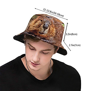 Cute Funny Beaver Unisex Bucket Hat Summer Travel Beach Sun Hats Outdoor Cap