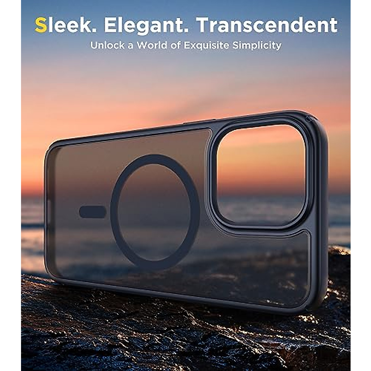 Humixx for iPhone 15 Pro Max Case Magnetic,[14 FT Drop Protection] [Compatible with Magsafe] Translucent Matte Back Slim Shakeproof Protective15 Pro Max Phone Case 6.7'', Black Titanium