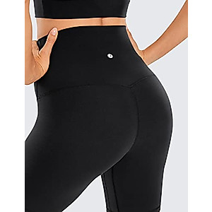 CRZ YOGA Women's Butterluxe Super High Waisted Biker Shorts 8 Inches - Over Belly Workout Yoga Short Leggings Black Small