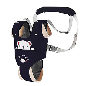 Ocanoiy Baby Walking Harness Handheld Baby Walker Assistant Belt Adjustable Toddler Infant Safety Harnesses Standing Up Walking Learning Helper with Detachable Crotch for 9-24 Month Old (Dark Blue)