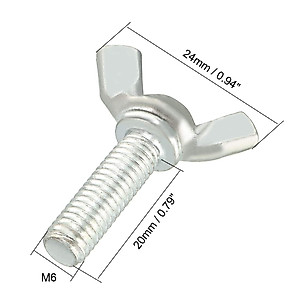 uxcell Wingbolt Butterfly Wing Thumb Hand Screws Bolts M6x20mm 1mm Pitch Carbon Steel 10pcs