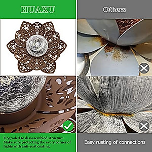 Huaxu Solar Garden Lights Outdoor Decorative - Bright Lotus Flower Table Lamp, Waterproof Solar Lights for Patio Pathway Yard Balcony Outside Decor