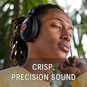 House of Marley Positive Vibration Frequency: Over-Ear Wireless Headphones with Microphone, Wireless Bluetooth Connectivity, 34 Hours of Playtime and Quick Charge Technology, Signature Black
