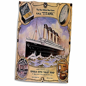 3D Rose Vintage White Star Line Titanic Vinolia Otto Toilet Soap Advertising Poster Towel, 15" x 22"