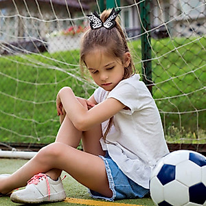 10 Hair Accessories - Soccer Hair Bows, Elastic Ponytail Holders, and Sport Hair Ties for Girls Players and Teams (Black and White)