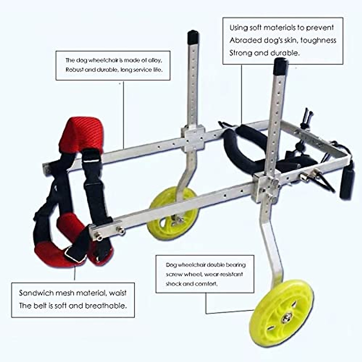 Adjustable Dog Wheelchair, Disabled Dog Rehabilitation Wheelchair, Used for Small and Medium-Sized Dogs Hind Leg Rehabilitation, Light Weight (Size : L)