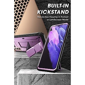 SUPCASE for Samsung Galaxy S21 5G Case with Satnd (Unicorn Beetle Pro), [Built-in Belt Clip] Heavy Duty Shockproof Protective Phone Case without Built-in Screen Protector for Galaxy S21, Violte