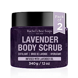 BeautyFrizz Lavender Body Scrub for Women - Exfoliating Body Scrub - Contains Sea Salt, Aloe and Shea Butter - Gently Exfoliates - 24 Oz - Pack of 2