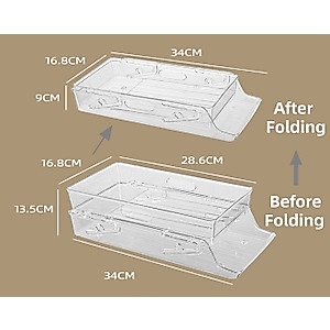 Beverage Can Organizer for Refrigerator, Soda Can Dispenser for Refrigerator Double Layer Liftable and Foldable Soda Can Storage Bin, Automatic Rolling Plastic Drink Holder for Fridge, Pantry, Cabinet