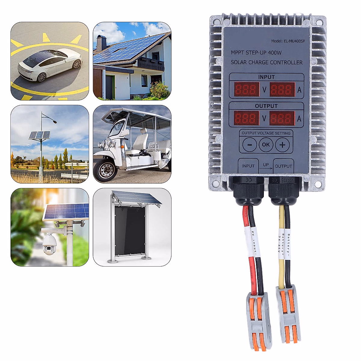 Oreq Solar Charge Controller, Waterproof MPPT Boost Solar Charge Controller with Display, 24‑85V Solar Panel Battery Intelligent Regulator, Solar Battery Maintainer for Solar System(400W)