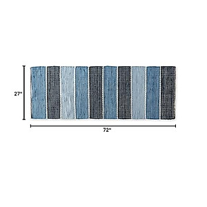 DII Chindi Rug Collection, Reversible, Recycled Yarn, Hand-Dyed, 2 Ft 3in x 6 Ft, Denim