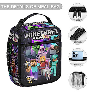 Anime Lunch Box,insulated Soft Lunch Bag for Men Women,Reusable Lunch Tote Bag Gifts with Water Bottle Holder for Office Work out Travel Picnic-Black