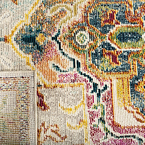 SAFAVIEH unisex Crystal Collection Area Rug - 8' x 10', Light Blue & Grey, Medallion Distressed Design, Non-Shedding & Easy Care, Ideal for High Traffic Areas in Living Room, Bedroom (CRS501M)