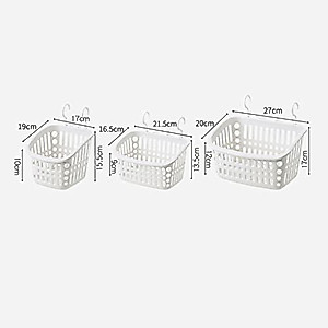 Plastic Hanging Shower Basket with Hook,Plastic Hanging Shower Caddy Basket,Connecting Organizer Storage Basket,For Bathroom Kitchen Storage Holder (White -B)