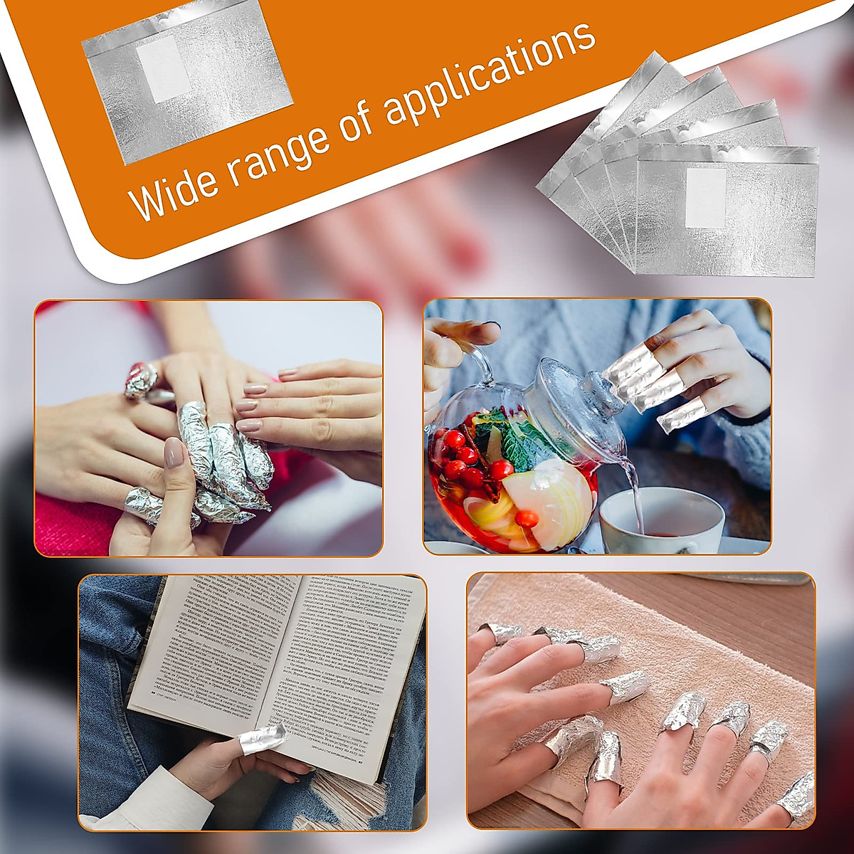 100 Pcs Nail Polish Remover Foil Nail Wraps Soak off Foils Cotton Pads Aluminium with Cuticle Pusher Aluminium Foil Nail Remover with Pre-attached Lint-free Pads100 Pcs Foil Nail Wraps Soak off Foils