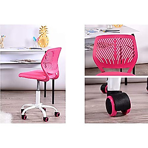 FurnitureR Writing Task Chair for Teens Boys Girls 360 Rolling Wheels Fabric Soft Pad Seat Breathable Backrest, Height Adjustable Liftup 29.5"-34.3",Rose/Pink (Pink)