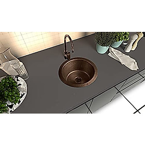 Monarch Abode 17096 Pure Copper Hand Hammered Essex Dual Mount Bar Prep Sink (12 inches)