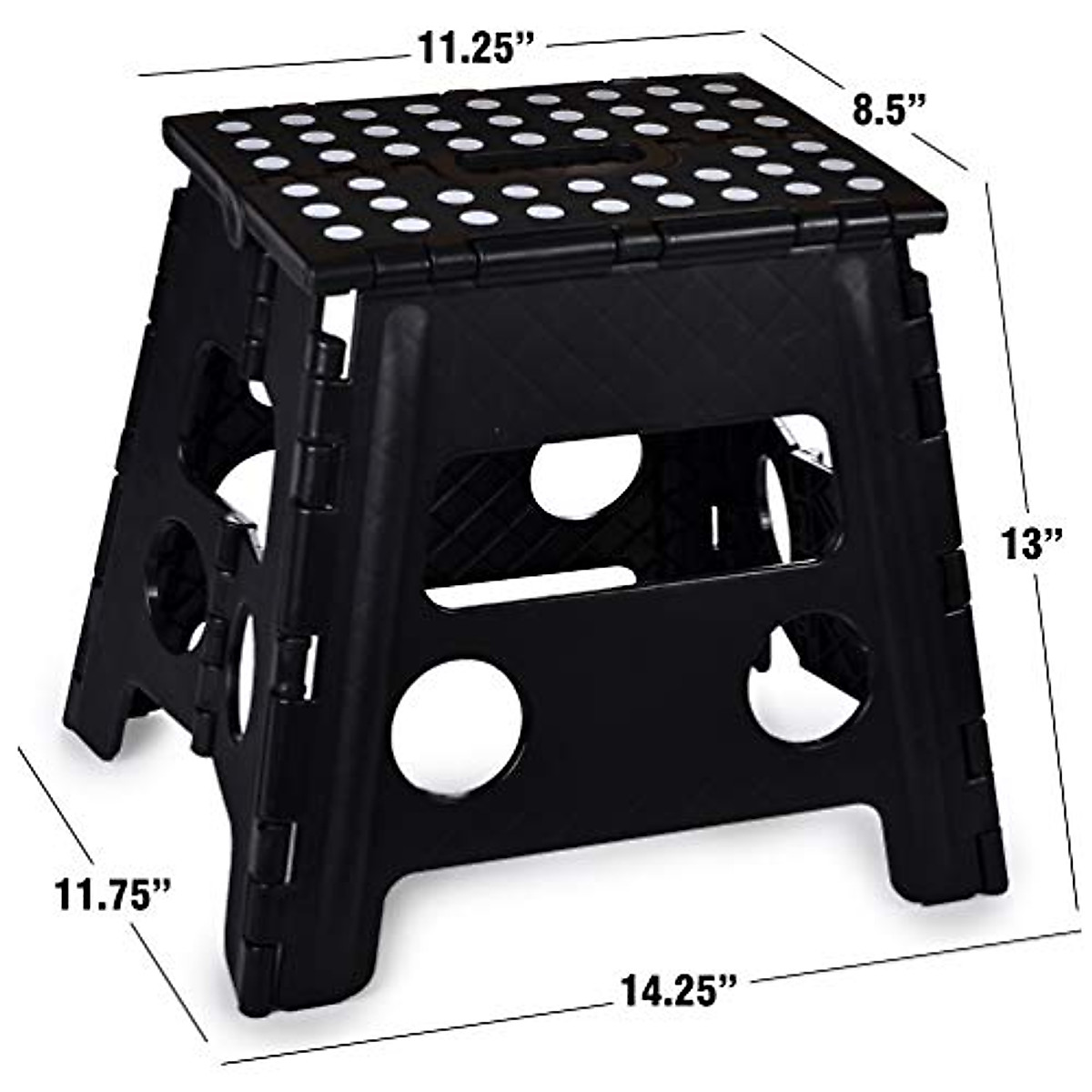 Folding Step Stool, 13 Inch - The Anti-Skid Step Stool is Sturdy to Support Adults and Safe Enough for Kids. Opens Easy with One Flip. Great for Kitchen, Bathroom, Bedroom, Kids or Adults. (Black)