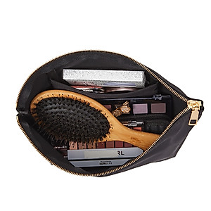 Glamlily 3 Piece Black Makeup Bag Set for Women, Nylon Zipper Cosmetic Pouch Organizers for Travel, Toiletries (3 Sizes)