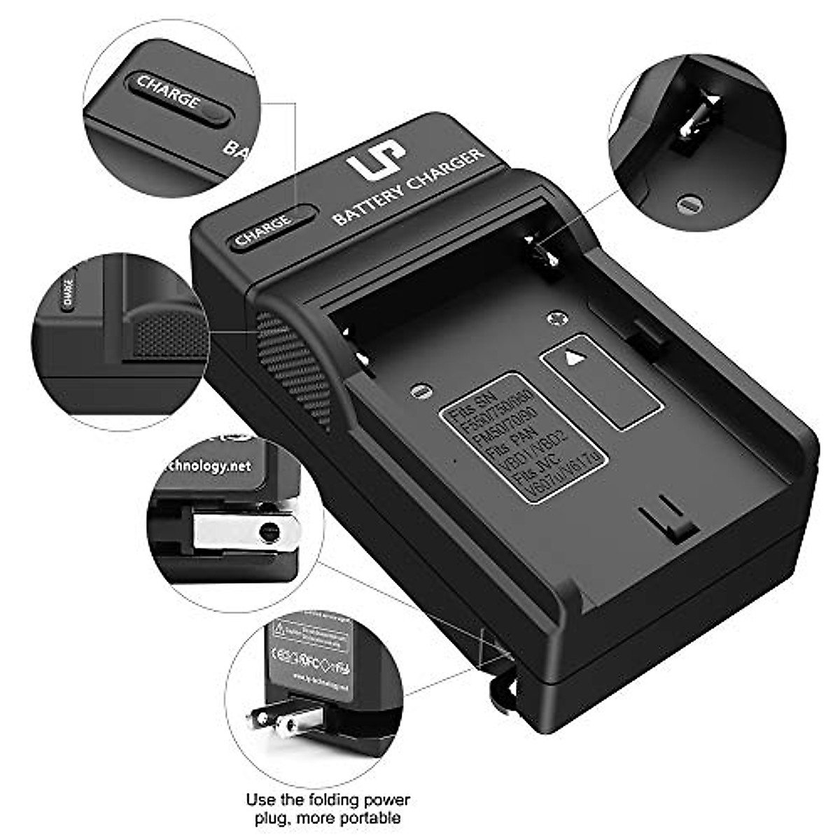 LP NP-F550 Battery Charger, Charger Compatible with Sony NP F970, F960, F770, F750, F570, F530, F330, CCD-SC55,TR516,TR716, TR818, TR910, TR917, CN160, CN-216 LED Light, Feelworld Field Monitor & More